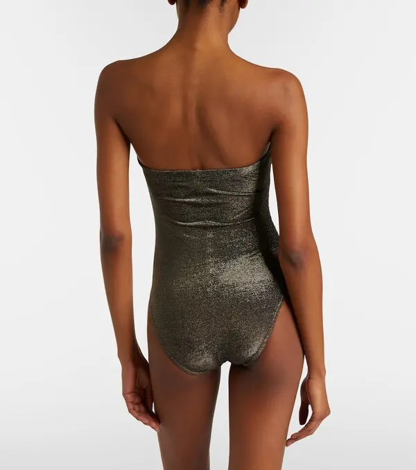 KARLA COLLETTO Helena Ruched Lamé Swimsuit - Gold