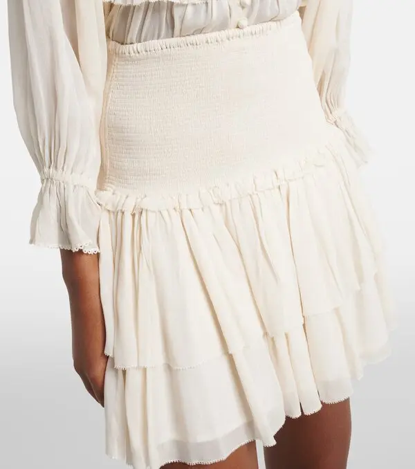 Poupette St Barth Farrah Tiered Miniskirt - Beige
