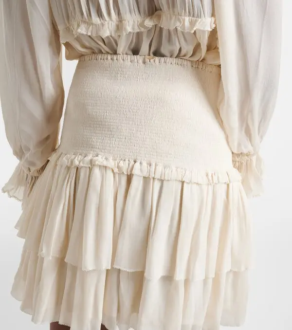 Poupette St Barth Farrah Tiered Miniskirt - Beige