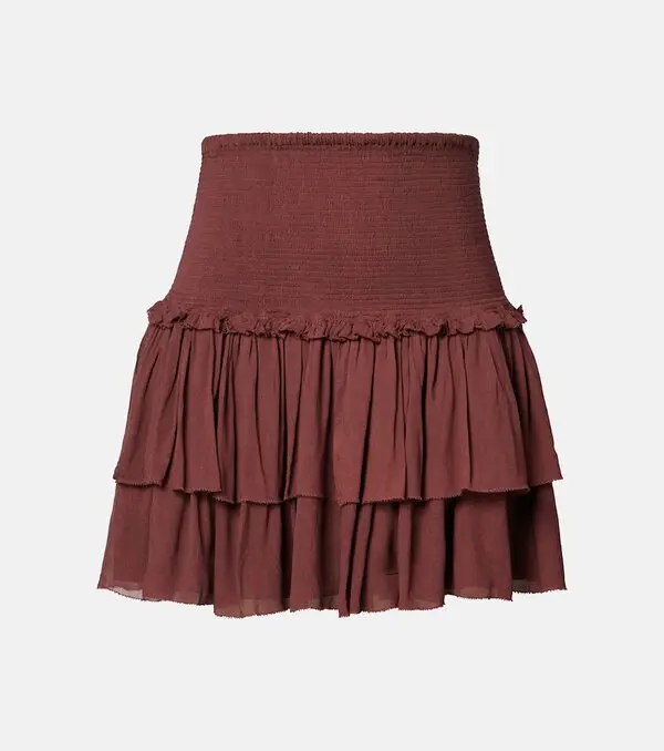 Poupette St Barth Farrah Tiered Miniskirt - Brown