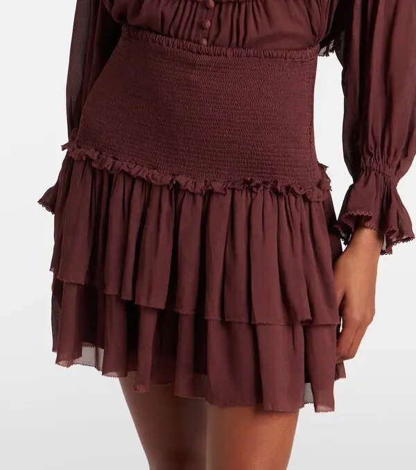 Poupette St Barth Farrah Tiered Miniskirt - Brown