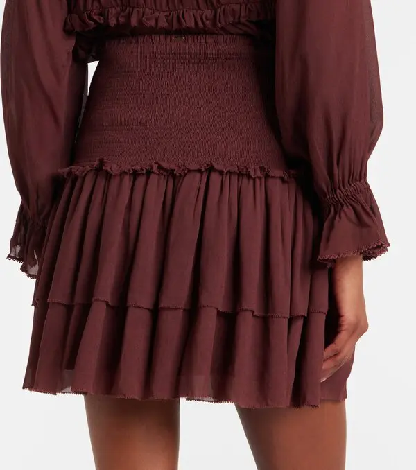Poupette St Barth Farrah Tiered Miniskirt - Brown