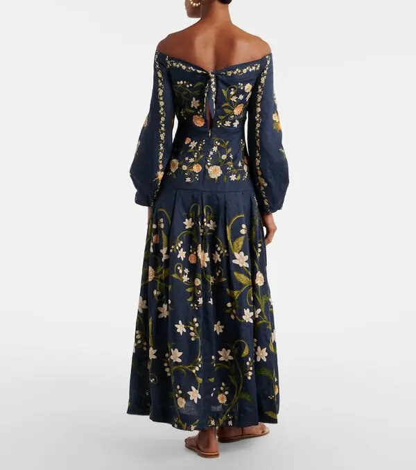 Agua Bendita Senlis Off-shoulder Maxi Dress - Blue