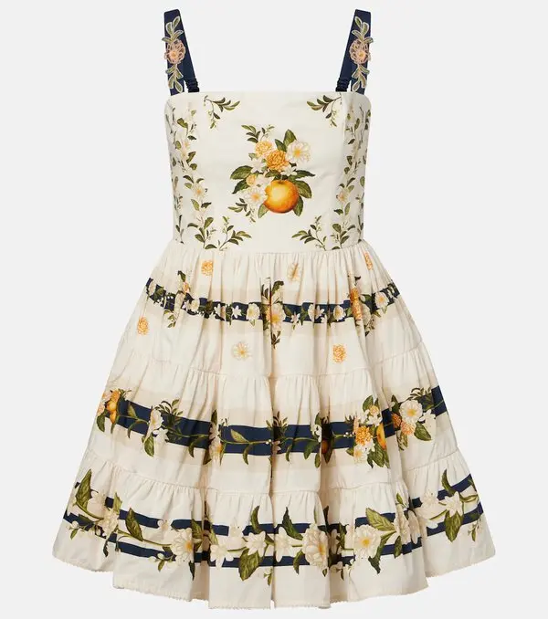Agua Bendita Floral Cotton Mini Dress - White