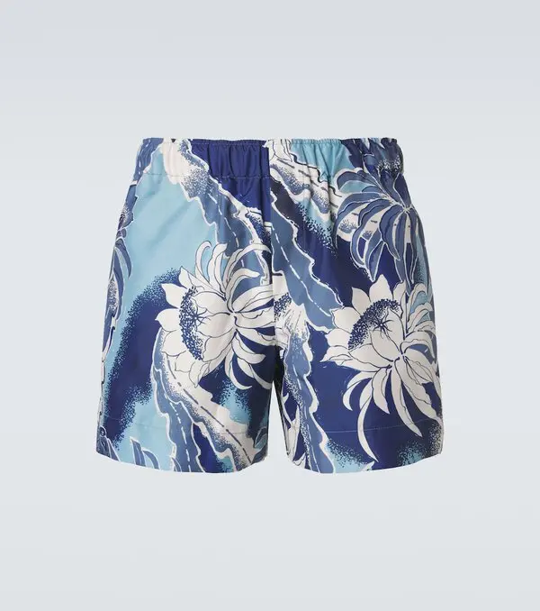 JW Anderson Floral Cotton Swim Trunks - Blue