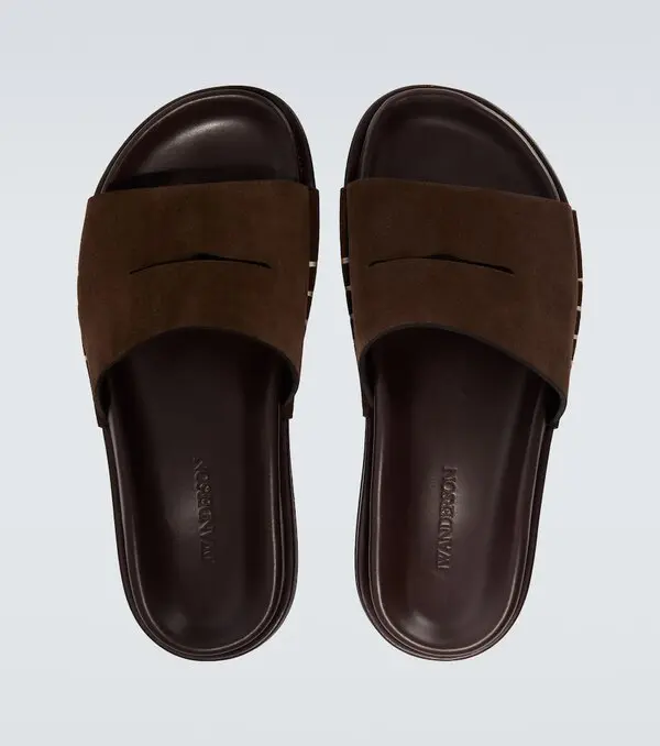 JW Anderson Suede Slides - Brown
