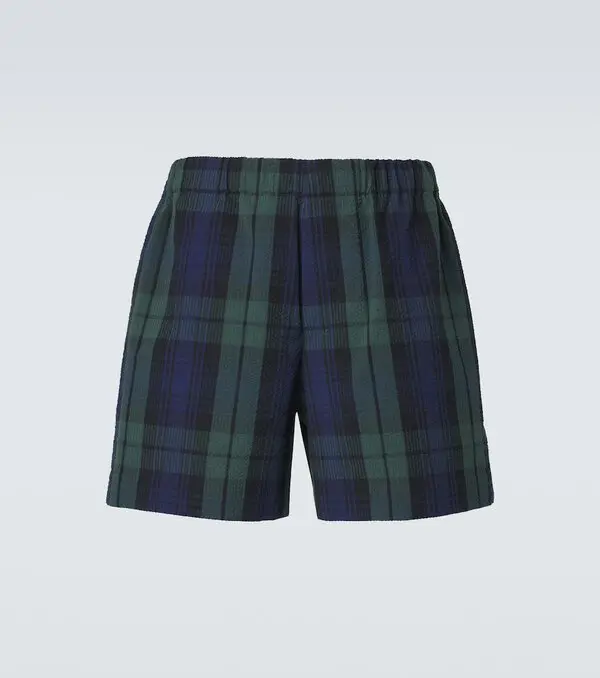 JW Anderson Checked Cotton Seersucker Shorts - Blue