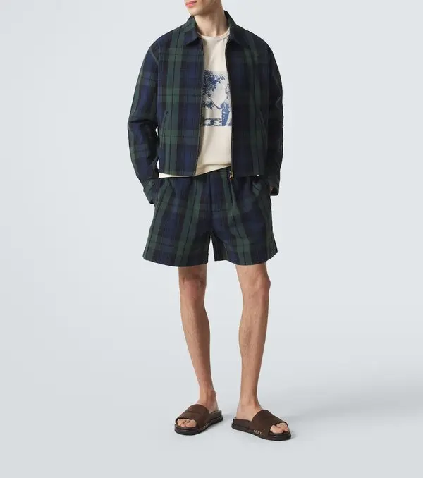 JW Anderson Checked Cotton Seersucker Shorts - Blue