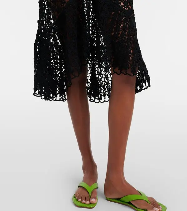 JW Anderson Ruffled Crochet Cotton Midi Dress