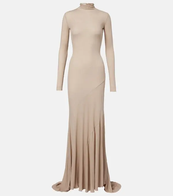 MUGLER Cotton Jersey Gown - Beige