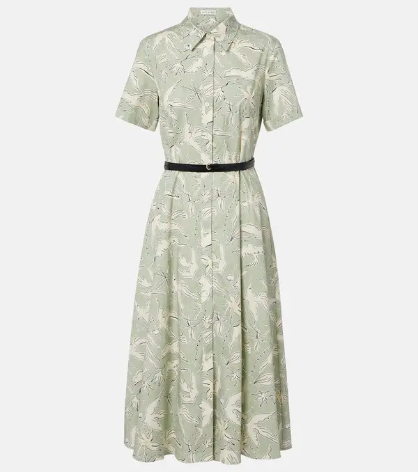 Altuzarra Kiera Printed Cotton-blend Shirt Dress - Green
