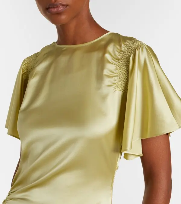 Veronica Beard Huntleigh Ruched Silk-blend Satin Gown - Green