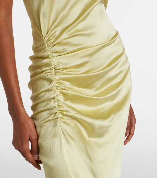 Veronica Beard Huntleigh Ruched Silk-blend Satin Gown - Green