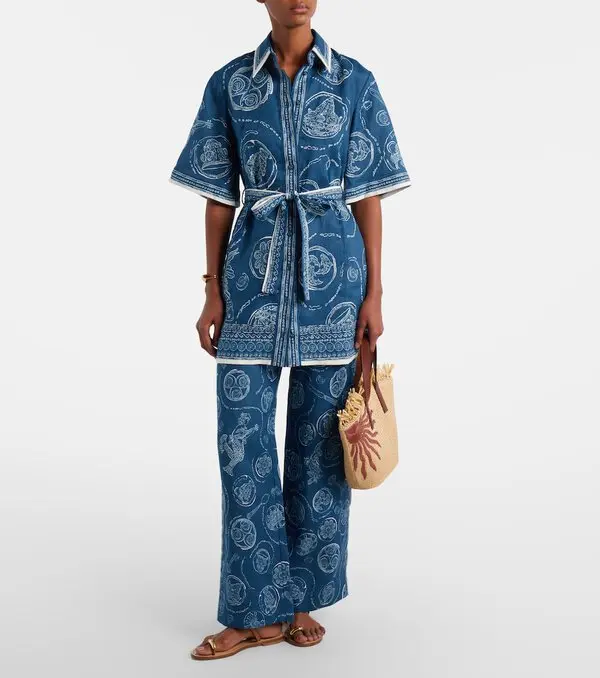 ALEMAIS Alémais Lucky Printed Linen Wide-leg Pants