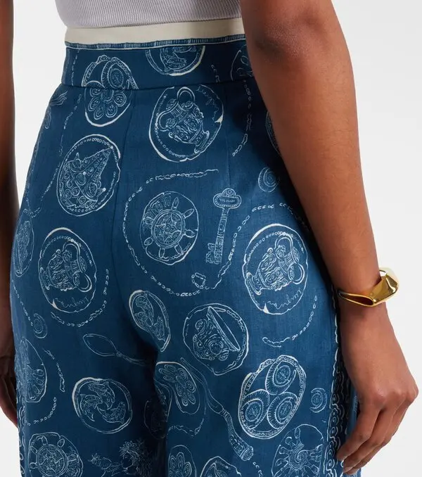 ALEMAIS Alémais Lucky Printed Linen Wide-leg Pants