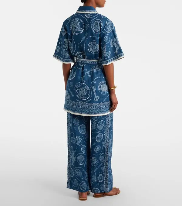 ALEMAIS Alémais Lucky Printed Linen Wide-leg Pants