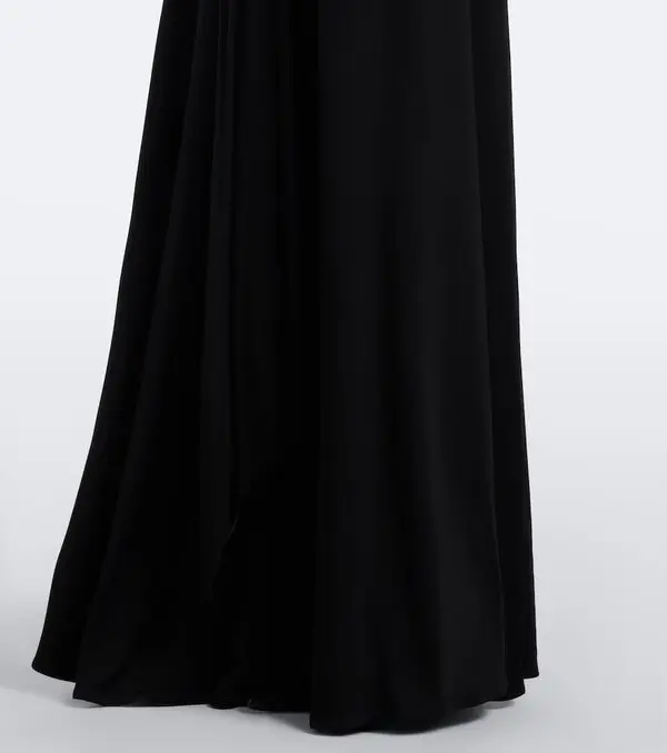 David Koma Gown With Floral Appliqu - Black