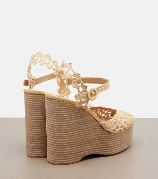 AQUAZZURA Bossa Nova Raffia Wedge Sandals