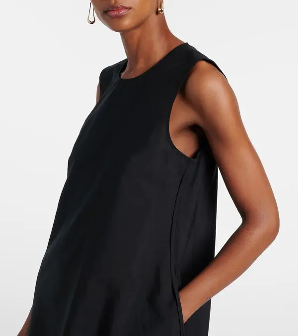 RÓHE Linen And Silk-blend Midi Dress - Black