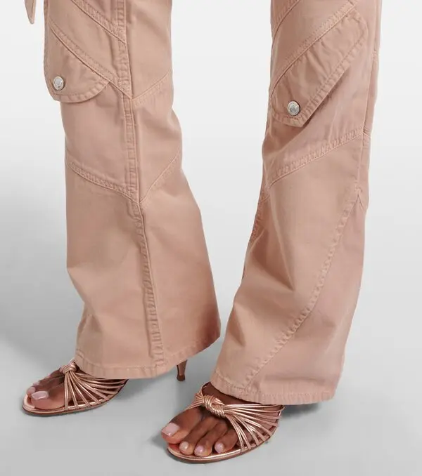 Blumarine Cotton Canvas Flared Trousers - Beige