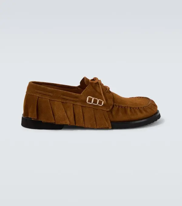 JW Anderson Suede Ruffled Boat Shoes