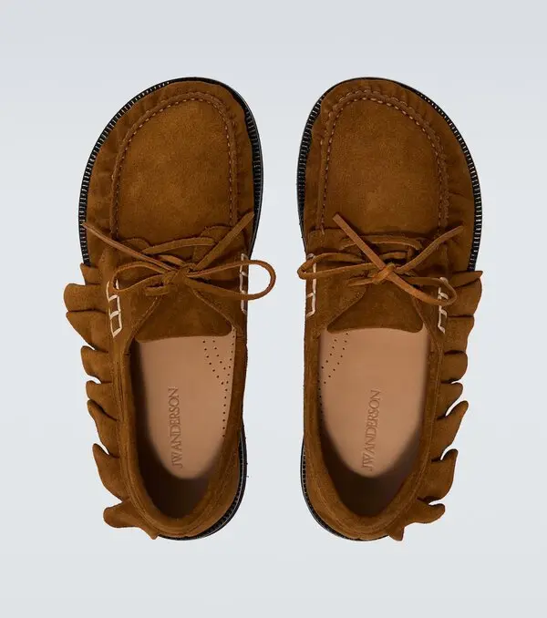 JW Anderson Suede Ruffled Boat Shoes