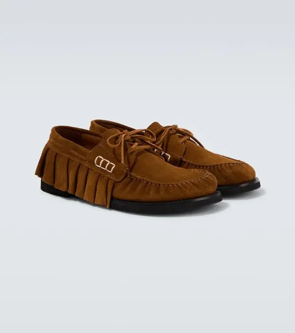 JW Anderson Suede Ruffled Boat Shoes