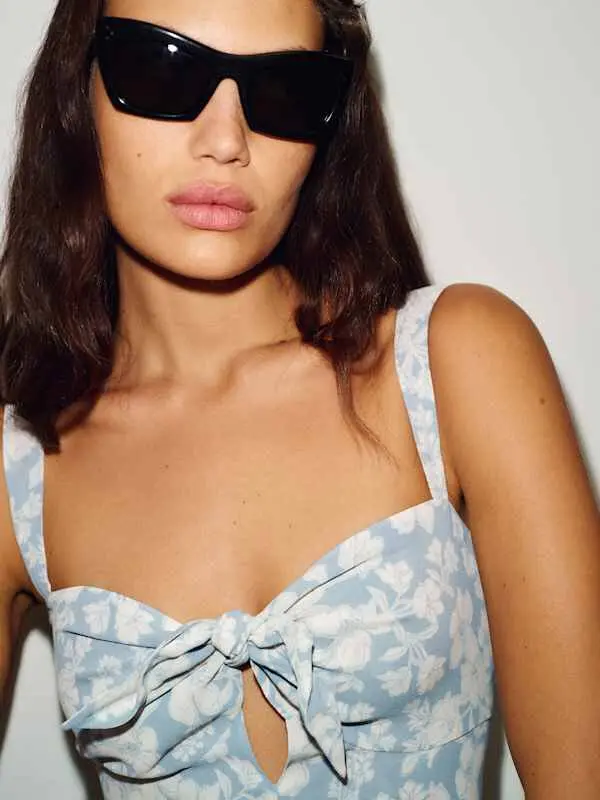 REFORMATION Aislinn Sleeveless Midi Dress With Sweetheart Neckline And Side Slit - Blue