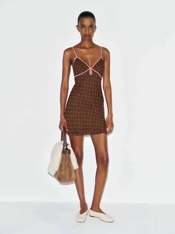 REFORMATION Rimona Mini Dress - Brown