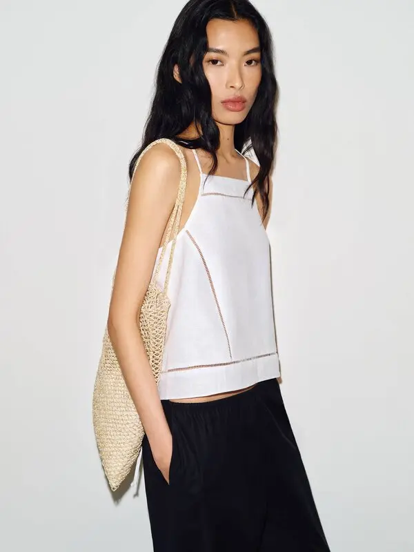 REFORMATION Dario Linen Top - Ivory