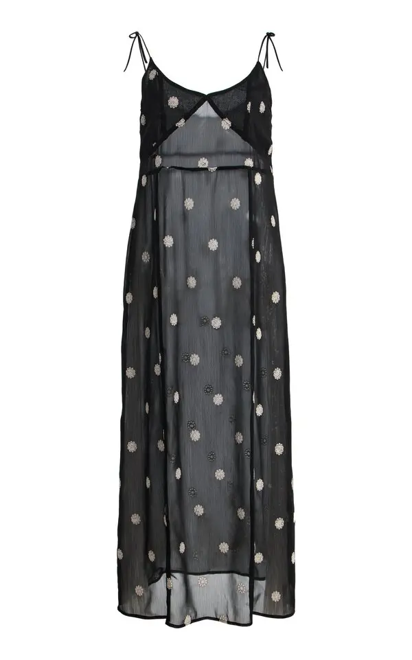 ELCE Elle Embroidered Chiffon Maxi Dress - Black/white