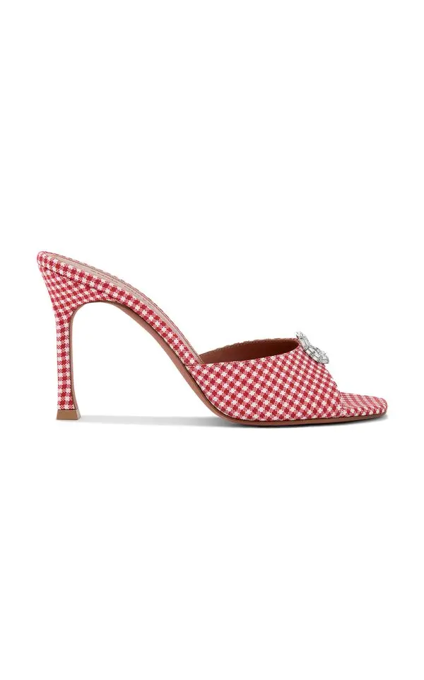 Amina Muaddi Camelia Crystal Gingham Heeled Sandals