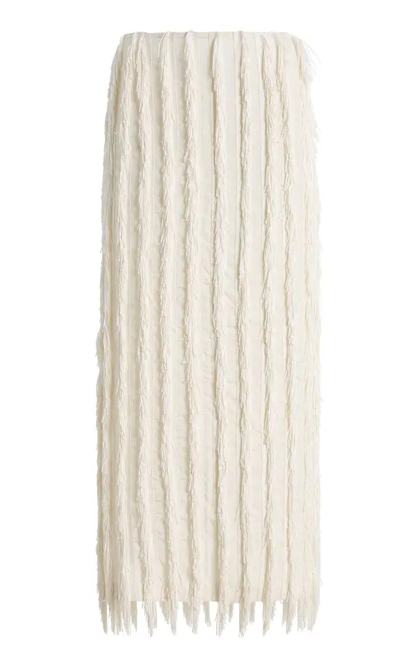 ZANKOV Jane Fringed Maxi Skirt - White
