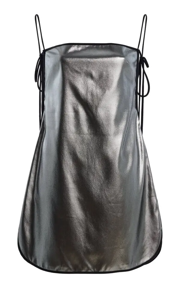 TEMILY Summer Bones Foiled Silk Mini Dress - Silver