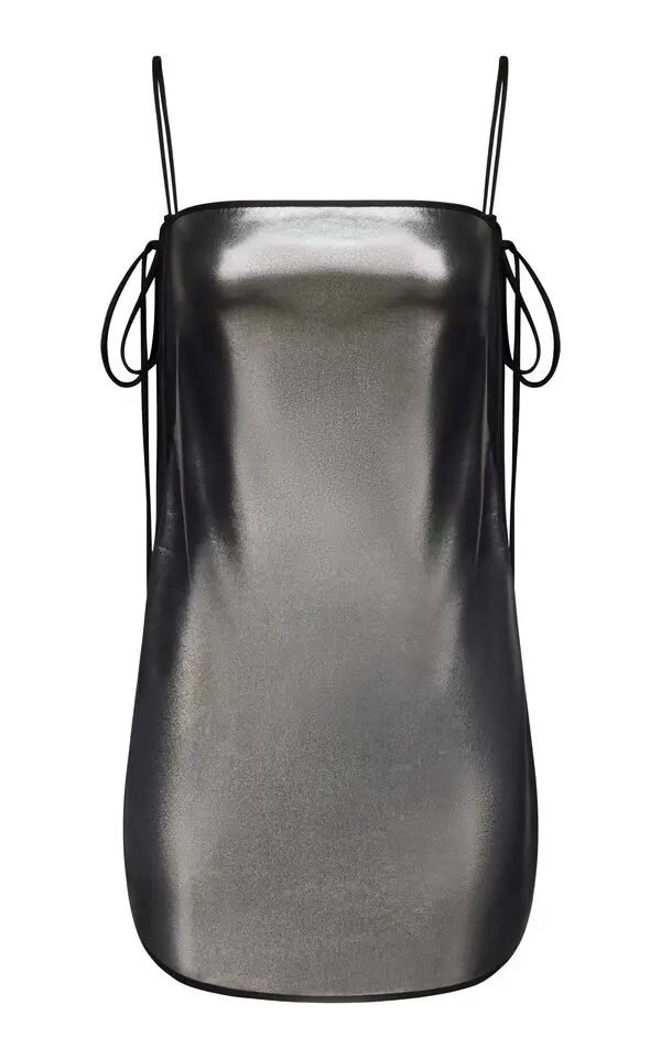 TEMILY Summer Bones Foiled Silk Mini Dress - Silver