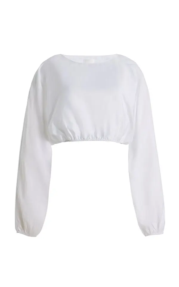 LESET Yoko Cotton Blouson Top - White
