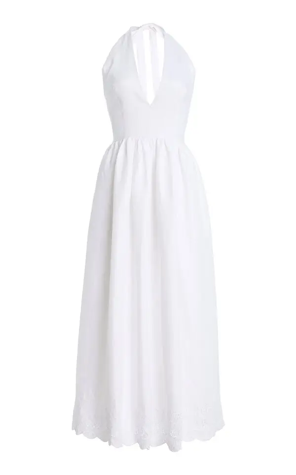 Staud Grazia" Linen Midi Halter Dress