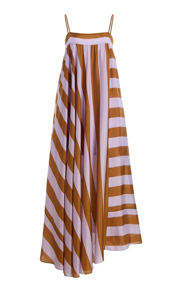Zimmermann Indra Striped Silk Maxi Dress - Purple