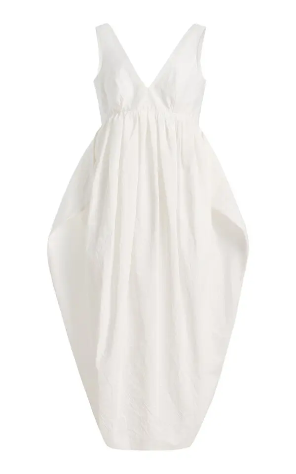 RÓHE Sculptural Textured Cotton-blend Dress - White
