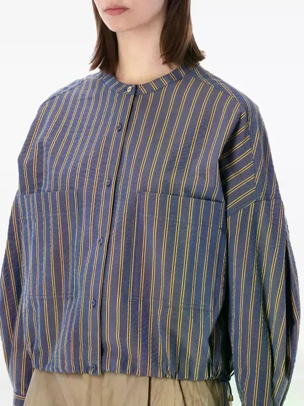 SESSUN Striped Band Collar Shirt