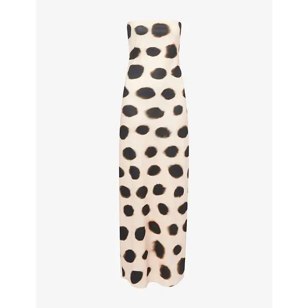 RAT AND BOA Printed Strapless Woven Midi Dress