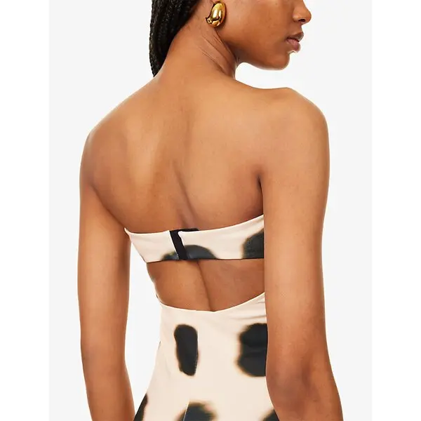 RAT AND BOA Printed Strapless Woven Midi Dress