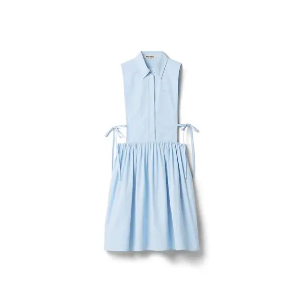 Miu Miu Poplin Side Tie Dress - Sapphire Blue