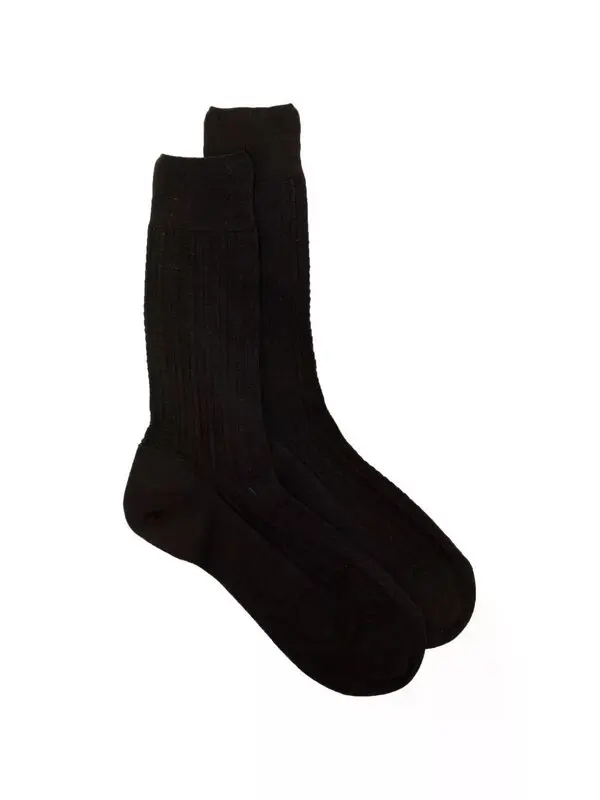Zegna Waffle-wave Mid-calf Socks - Brown
