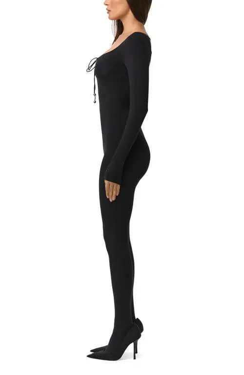 Naked Wardrobe Tie Back Long Sleeve Jumpsuit
