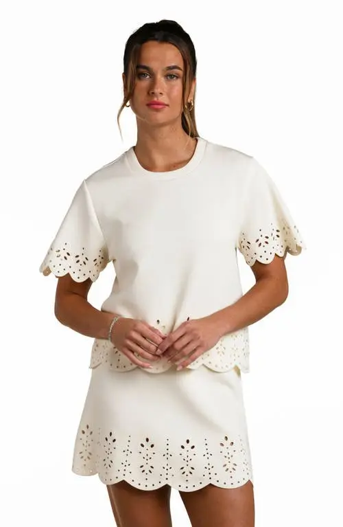 La Blanca Eyelet Detail Mini Skirt - Chalk