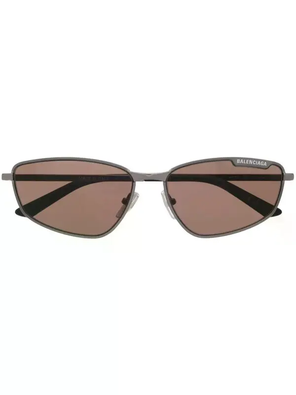 Balenciaga Engraved-logo Biker-style Sunglasses - Silver