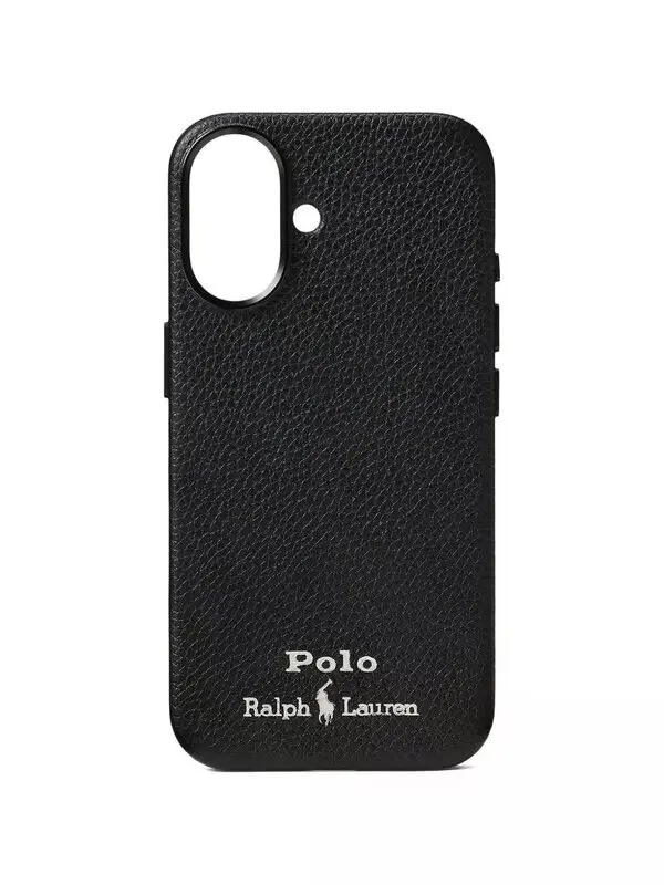 Polo Ralph Lauren Logo-print Pebbled Leather Iphone Case - Black