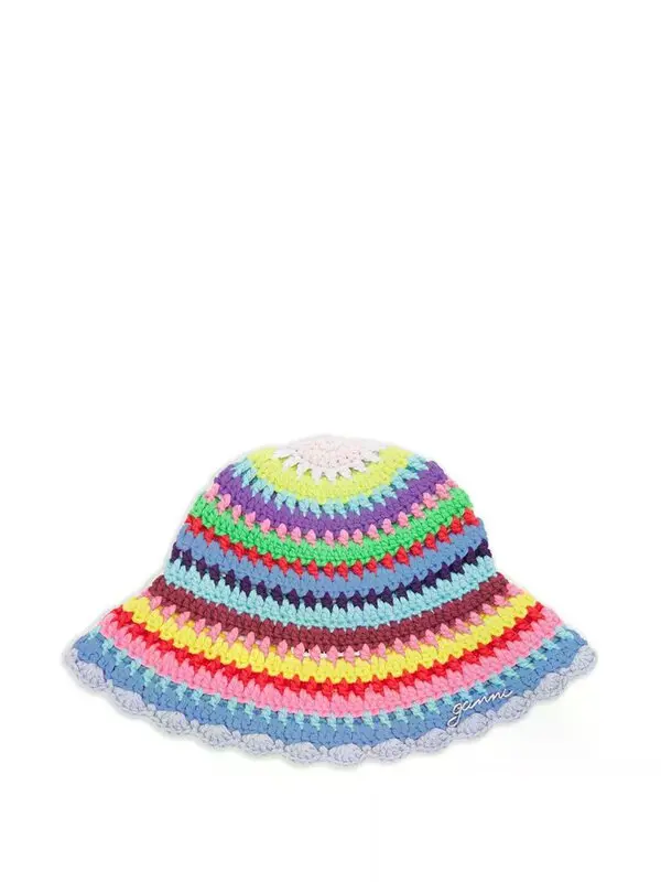 GANNI Crochet-knit Bucket Hat - Blue