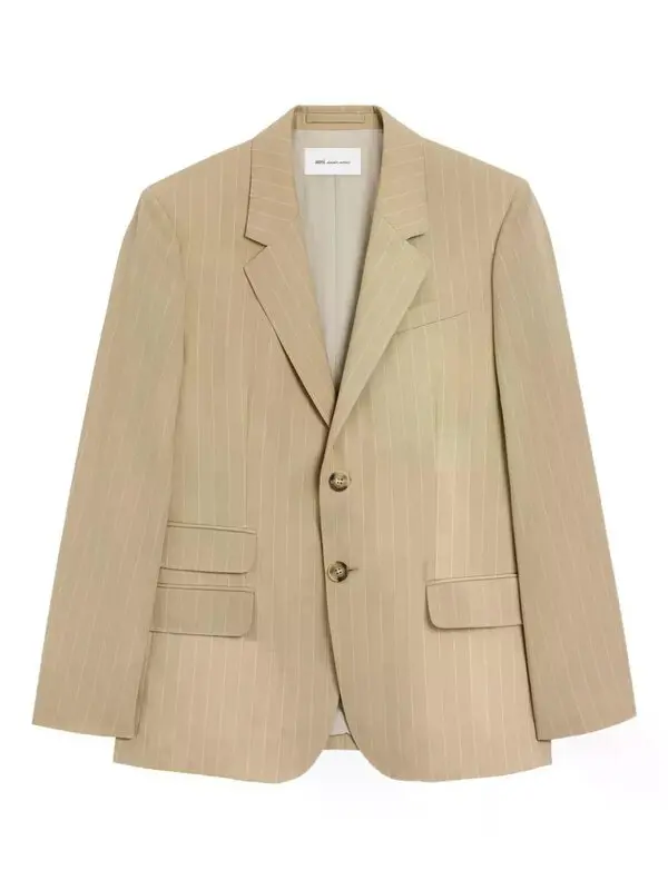 AMI Paris Striped Single-breasted Jacket - Neutrals